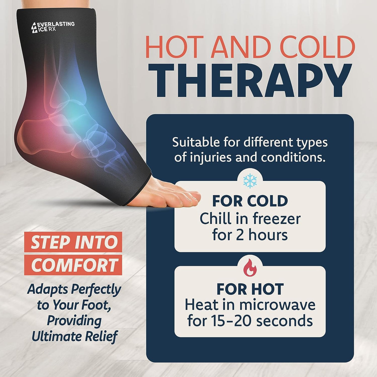 Ankle Ice Pack Wrap for Injuries Reusable, Foot Ice Pack Wrap - Cold C ...