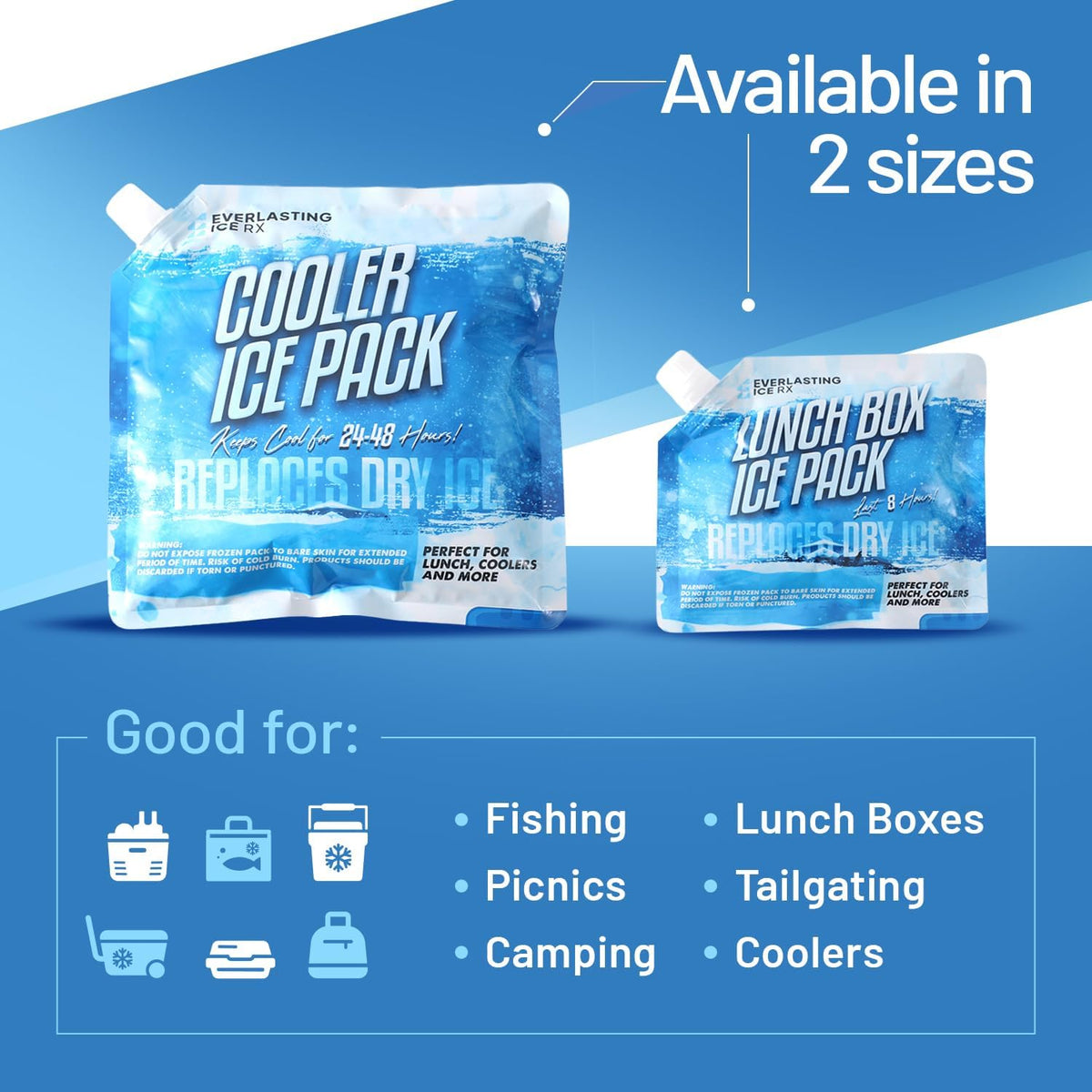 Reusable Ice Packs for Cooler (4 Pack) Up to 48 Hours Freezer Packs fo ...