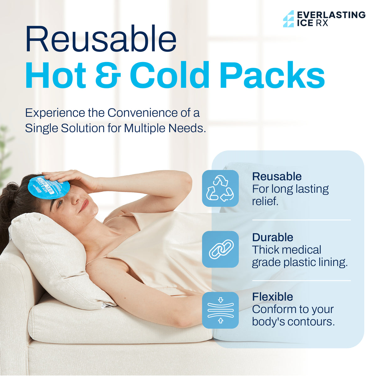 Reusable Hot and Cold Gel Ice Packs for Injuries - 7 Pack Variety Gel ...